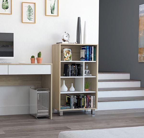 Librero Tonny, Beige y Blanco, Variedad de Espacios Para Libros y ...