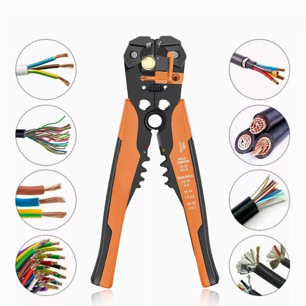 Alicates Pelacables Multiuso 5 En 1 Naranja/Negro