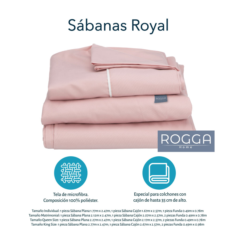 Juego de Sábanas Matrimonial Rogga Royal Rosa