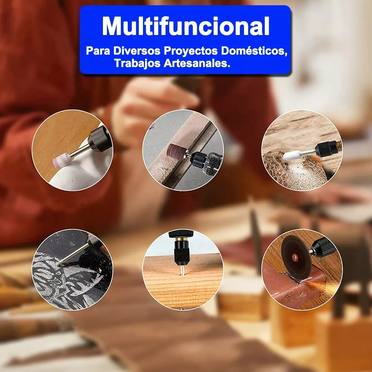 Mini Taladro Mototool Para Cortar Lijar Pulir Azul Rey /Negro