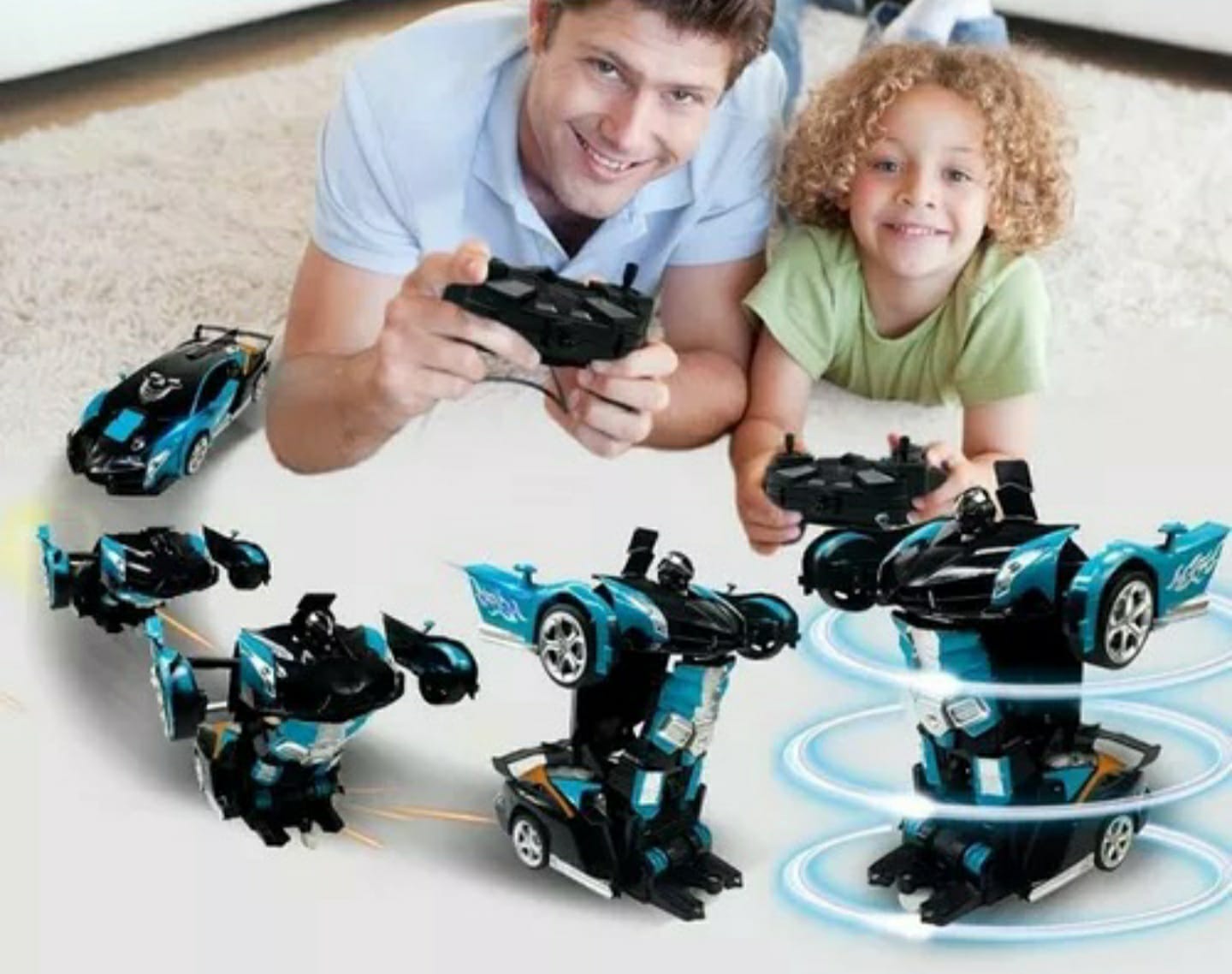 Carro Transformer Radio Control Con Sensor Robot Car Color Menta Con ...