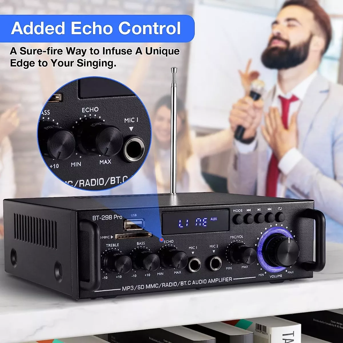 Amplificador De Audio Bt-298pro 800w Con Bluetooth Para Auto