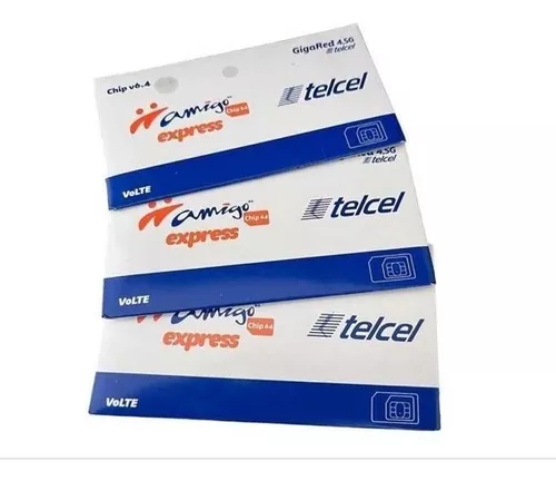 3 pz Chip Telcel 4g Express, Incluye 50 De Saldo (LADA QRO).