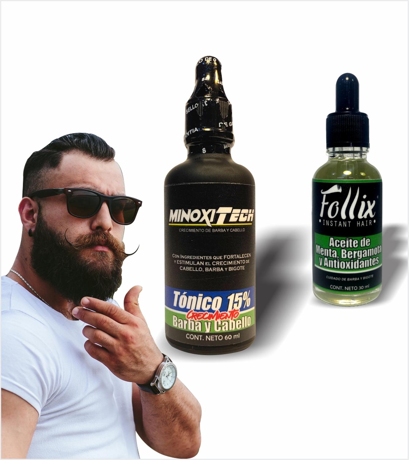 KIT DE 1 LOCIO CRECIMIENTO DE BARBA Y 1 ACEITE DE BERGAMOTA CON MENTA