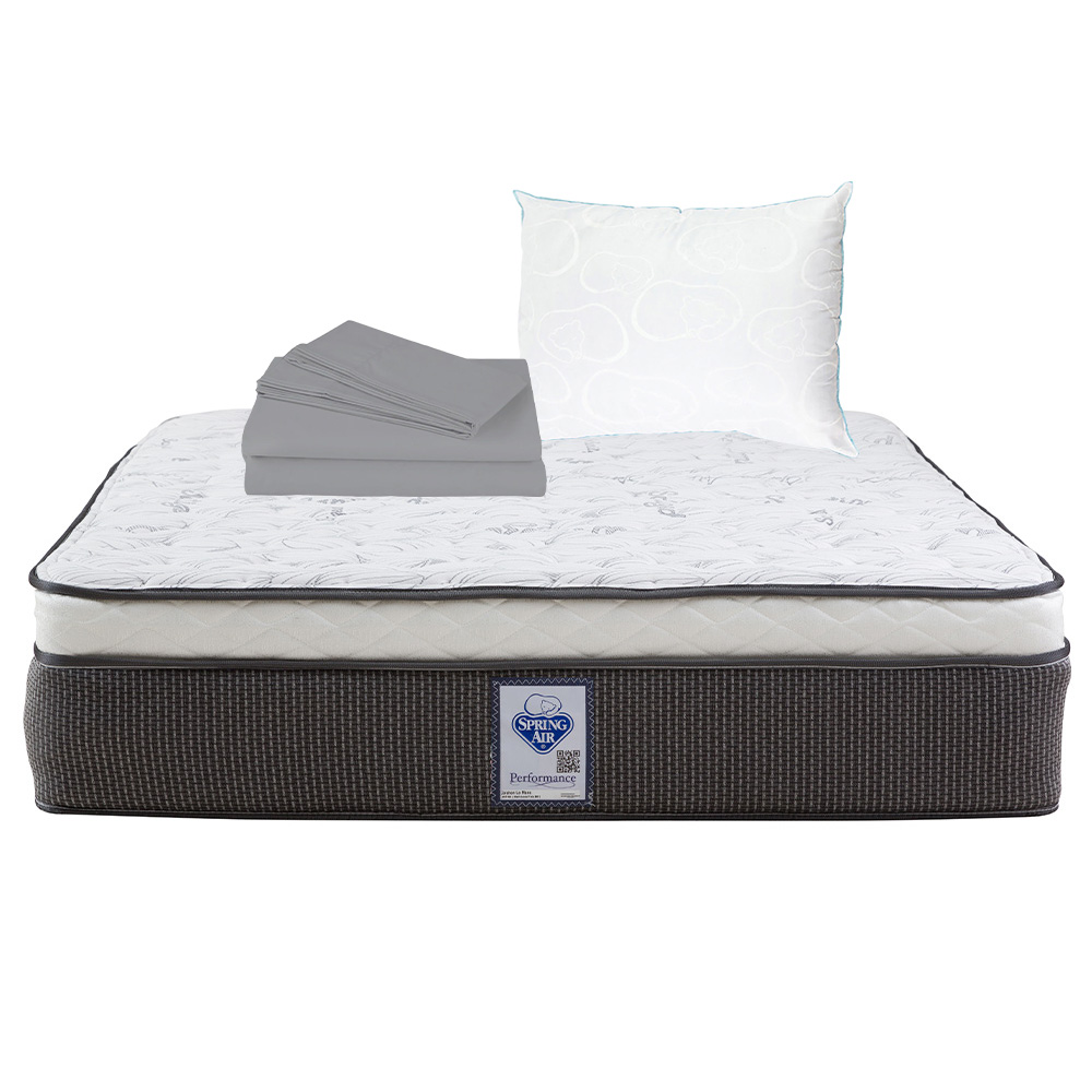 Colchón Matrimonial Spring Air LeMans Con Almohada Oso y Sábanas Soft