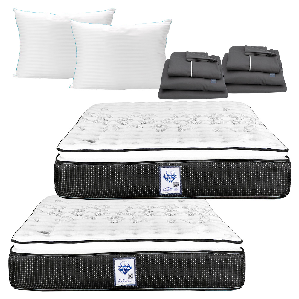 Set De 2 Colchones Matrimoniales Spring Air Donovan Con Almohadas Royal