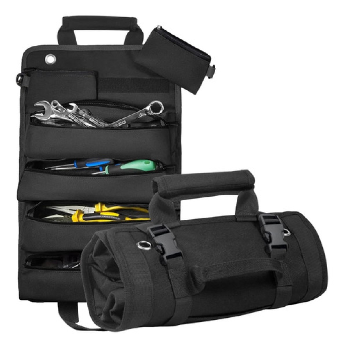 Bolsa Para Herramienta Enrollable Con Cremallera 6bolsillos negro