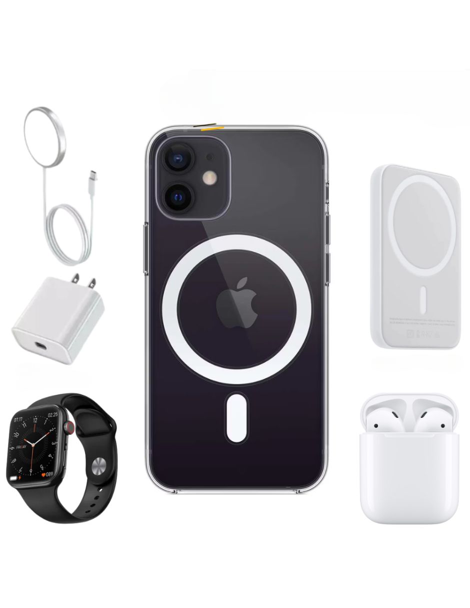 Combo iPhone 12 64GB Negro (Reacondicionado) Todos sus Accesorios.