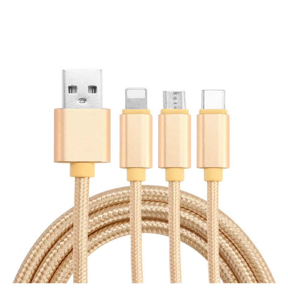 Cable Celular Usb Reforzado 3-1 Micro Usb Tipo C Lightning.