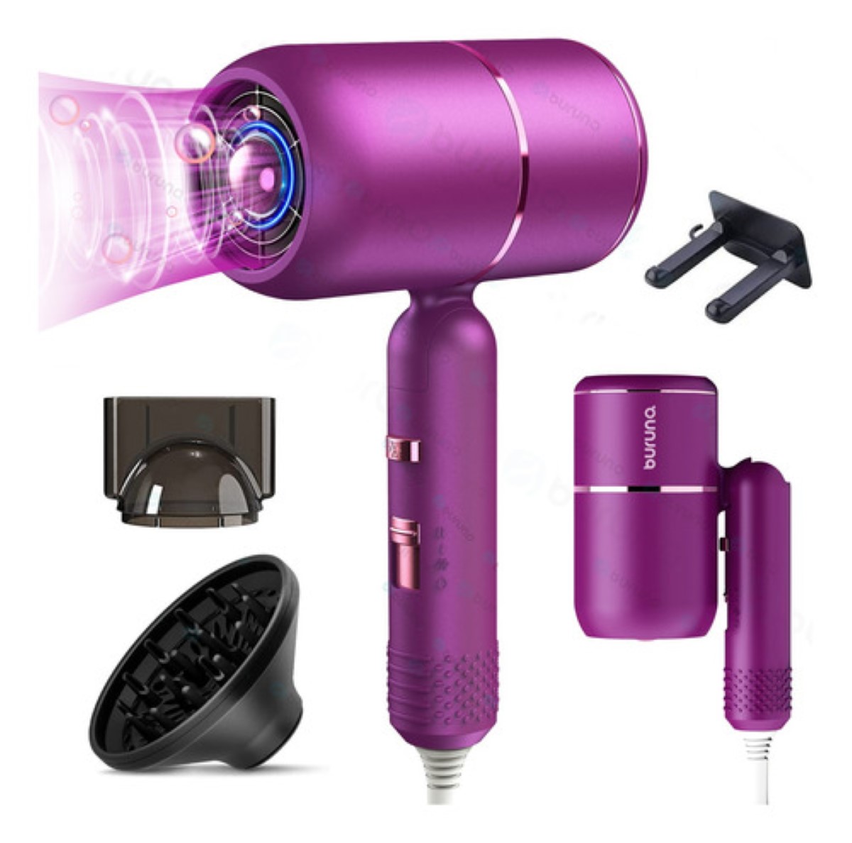 "Secadora Para Cabello Secadora De Cabello Con Difusor 1800w Morada