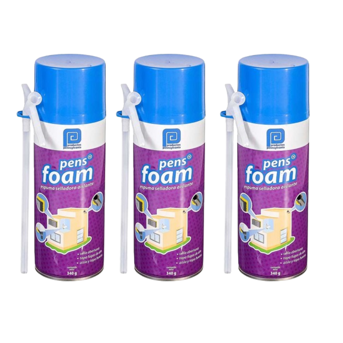 Espuma Expansiva Poliuretano Pens Foam 340 ML 3 Piezas.
