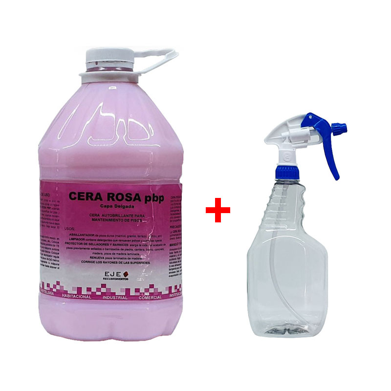 Cera Rosa pbp para brillar Pisos Mármol Vinil Laminado 5Lt + Atom