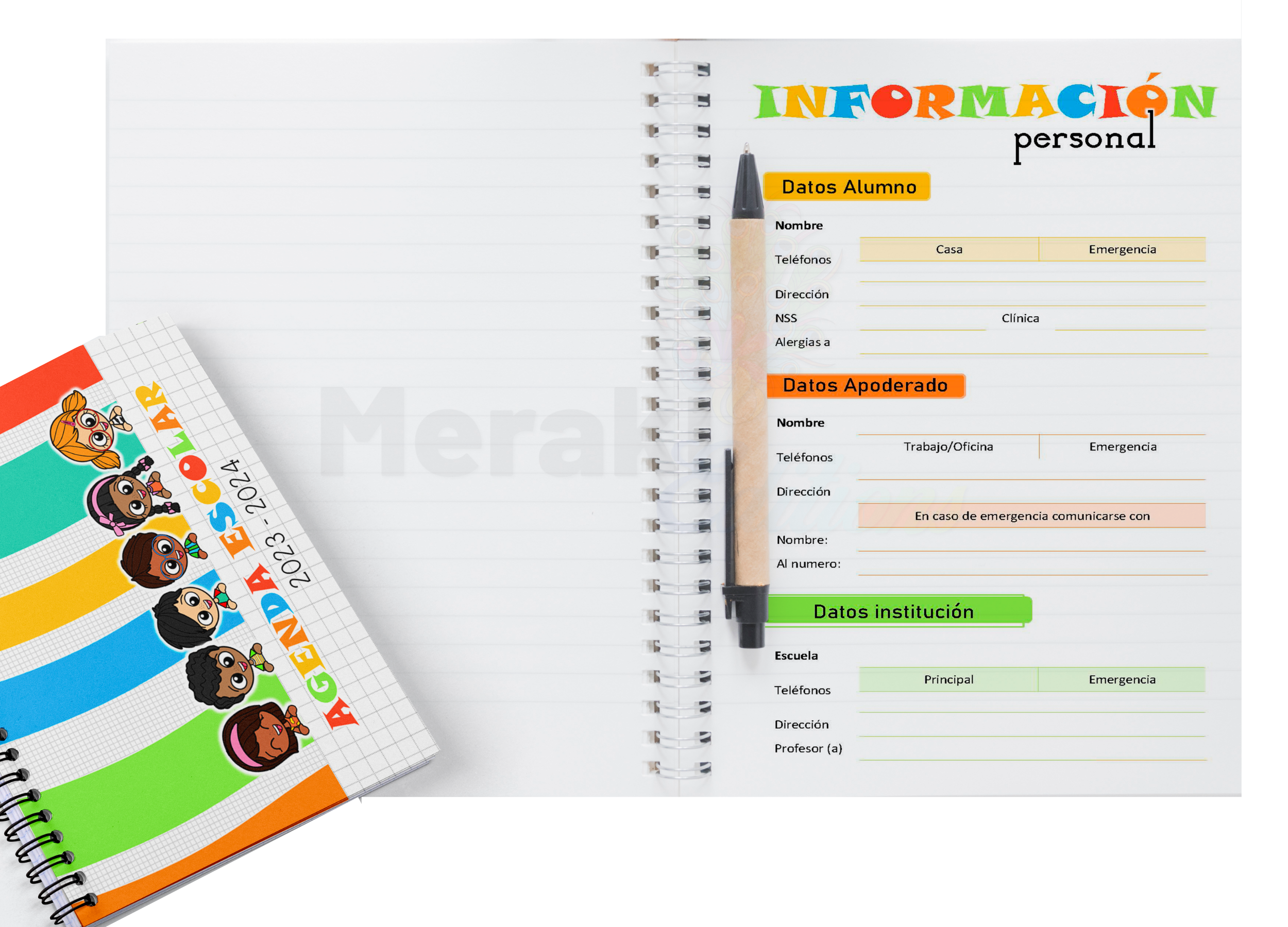 Agenda Escolar Docente Colors 02 Agenda Maestros 2024 - 2025