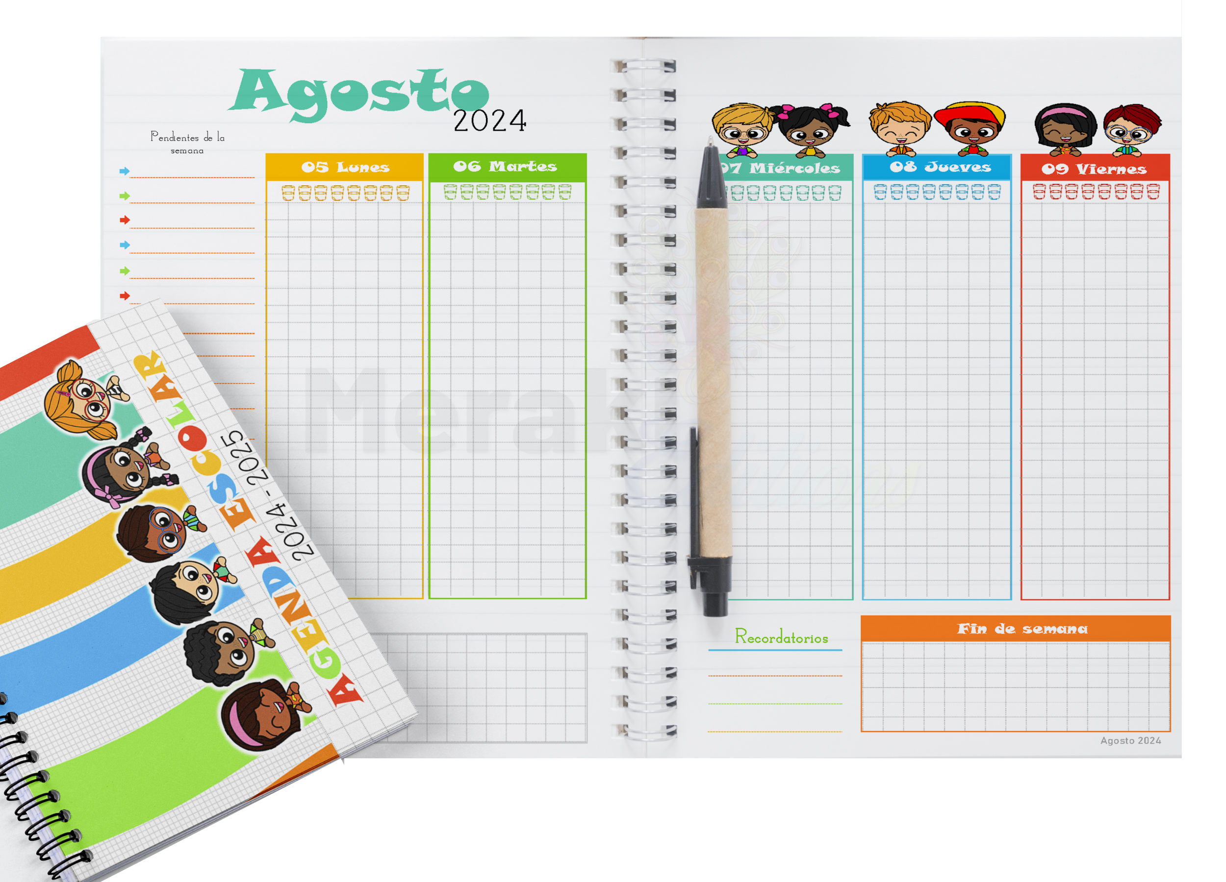 Agenda Escolar Docente Colors 02 Agenda Maestros 2024 - 2025