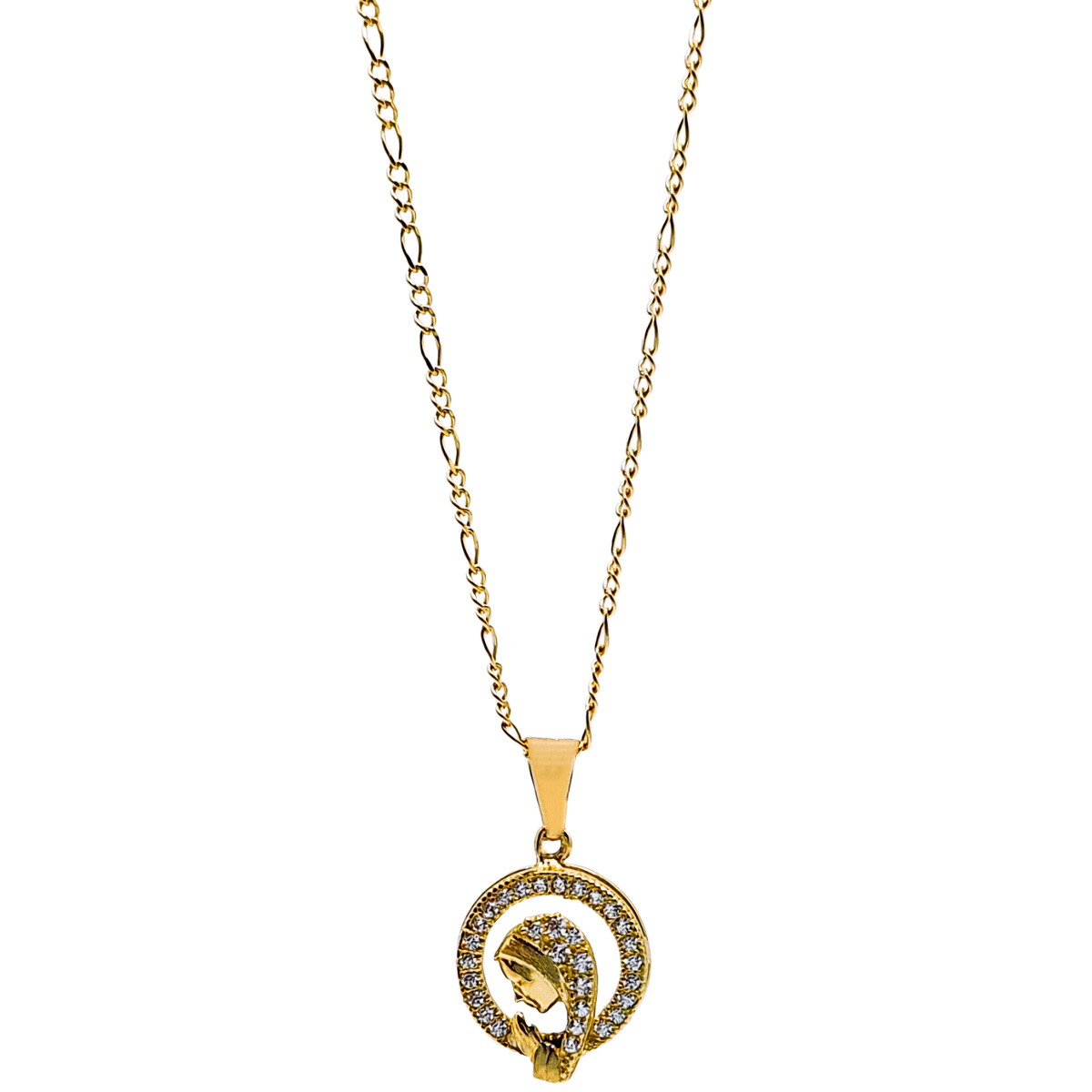 Gargantilla Virgen María Oro 10k Piedra Zirconia