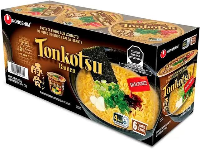 Nongshim Tonkotsu Ramen 6 pzas de 101 g Sopa Ramen instantanea 4 minutos.