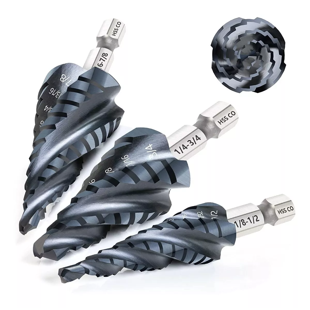 Juego De Brocas Escalonada De Acero Hss M35 Para Metal, 3pz