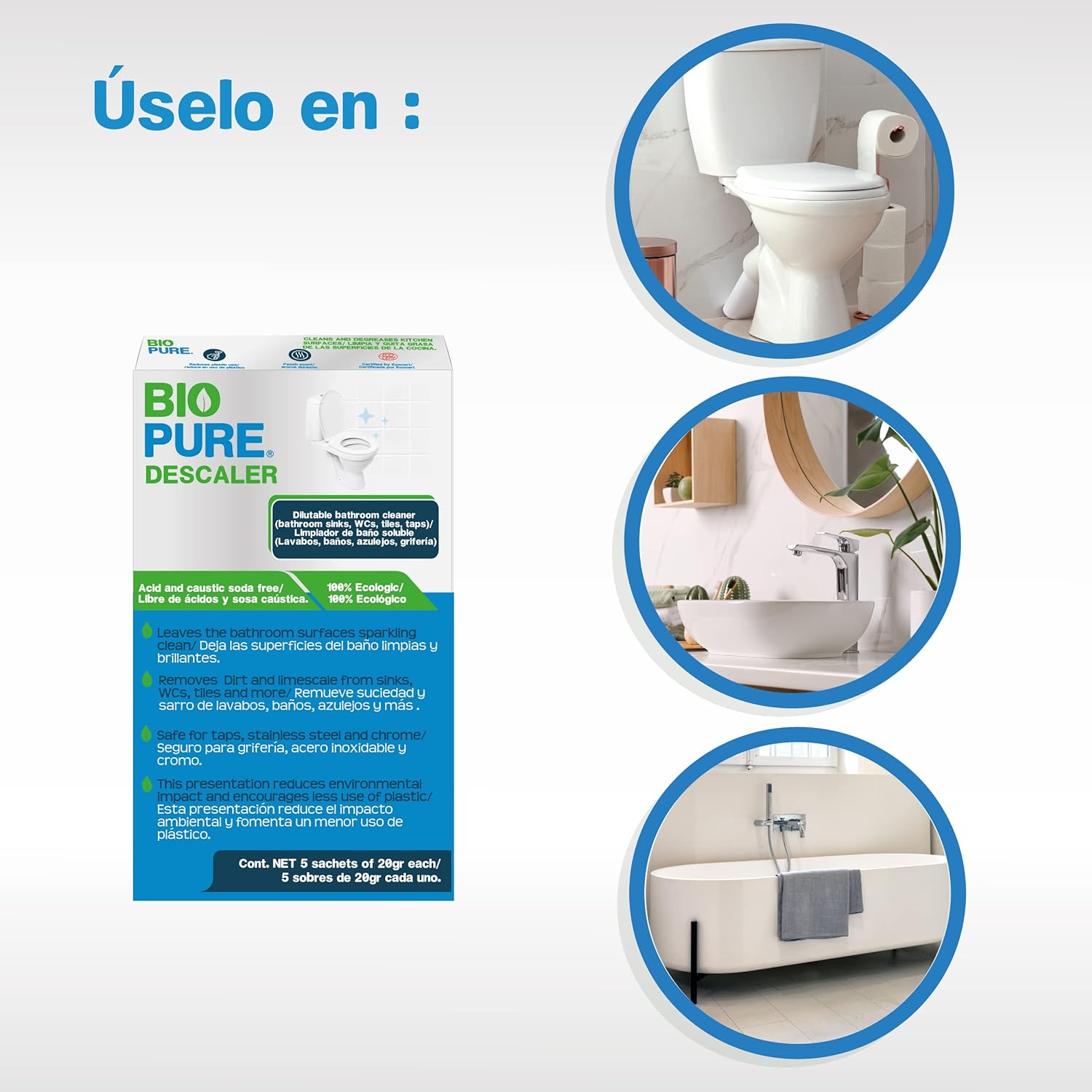 Bioupure - Sachtes solubles limpieza para baños-Elimina suciedad y ...