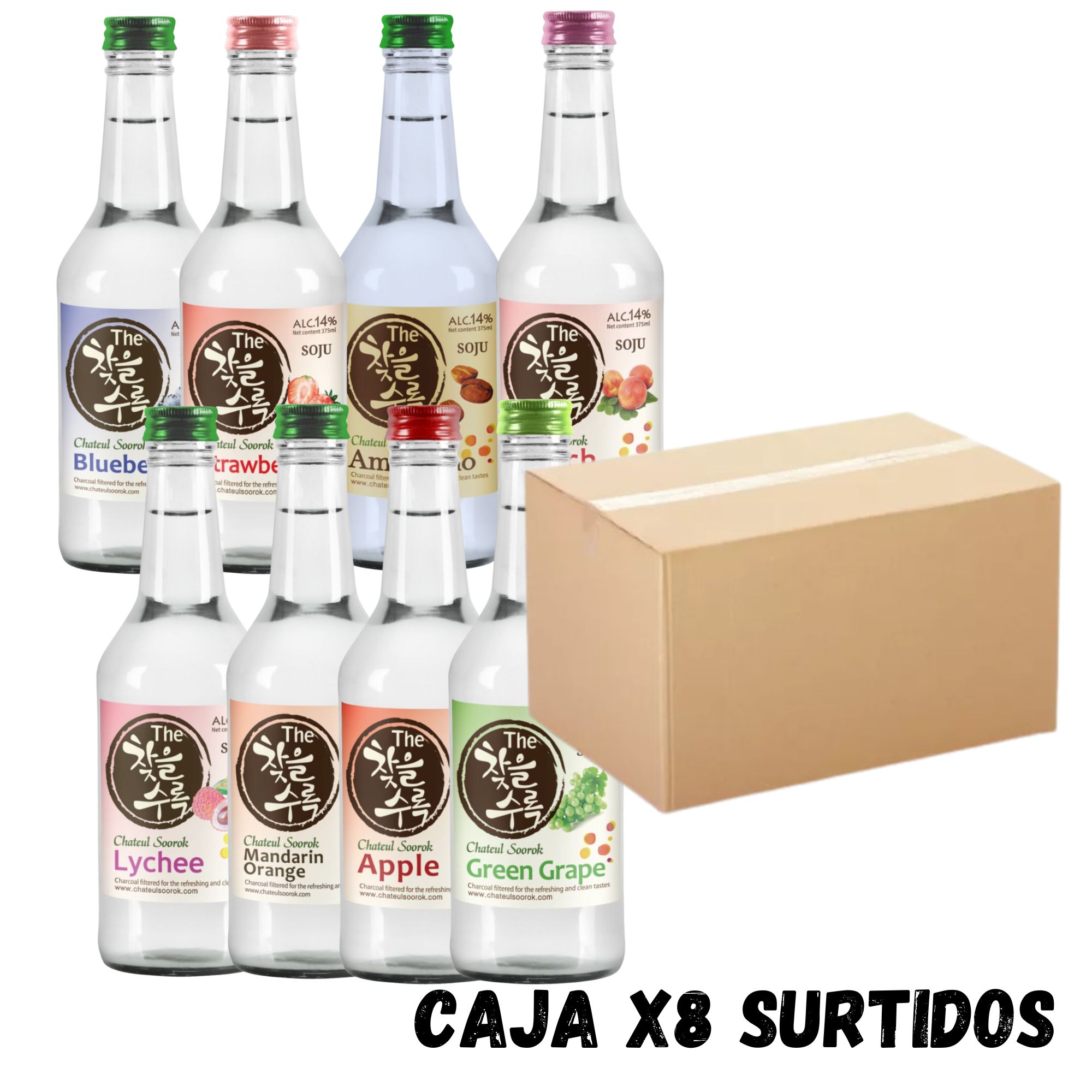Bebida Coreana Licor Chateulsurok Sabores Surtidos 8 pzs