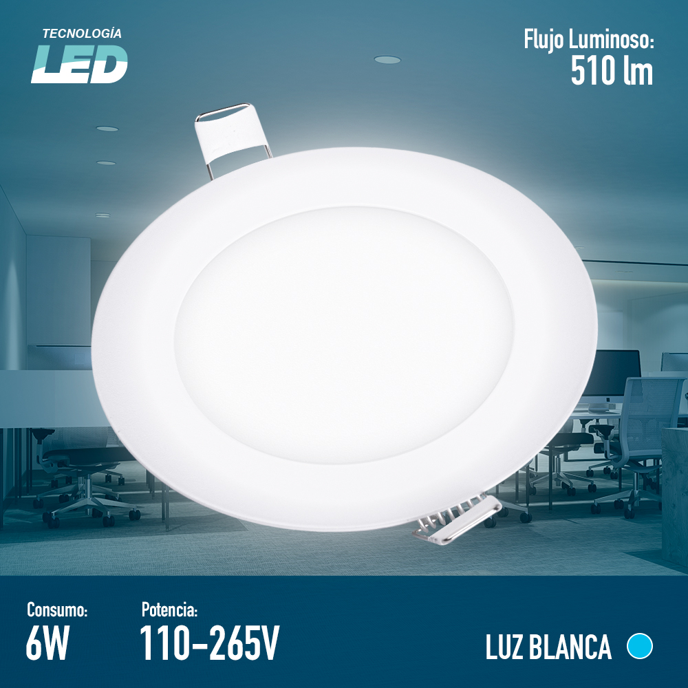 ICON Luminario Led Downlight Lámpara de Techo Empotrable 6W Luz Blanca ...