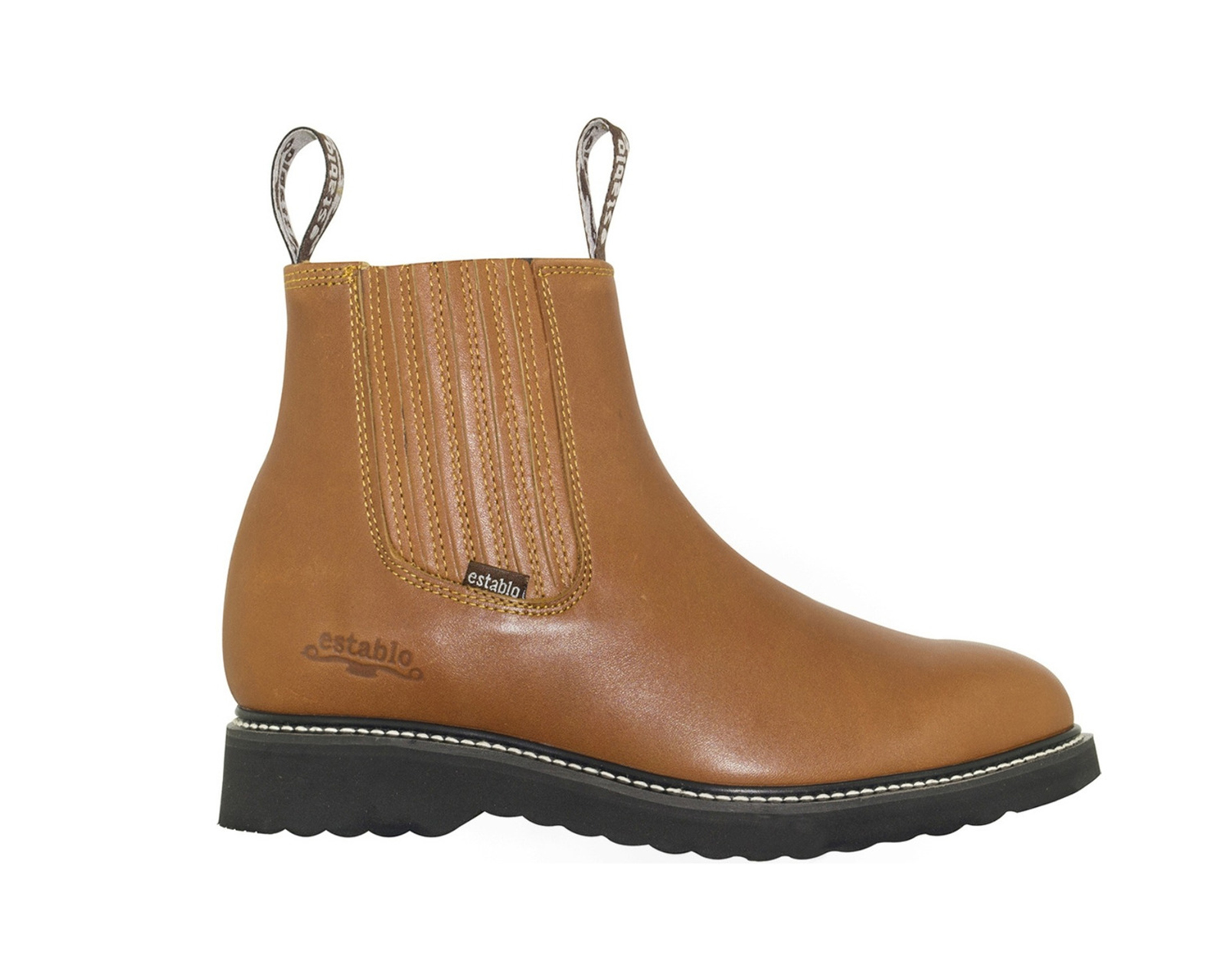 Bota Botín Establo Piel Res Suela Goma Modelo 501 Miel Pull Up Suela Negra