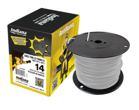 CABLE INDIANA THHW-LS/THW-LS CAL. 14 AWG, BLANCO - 100 metros