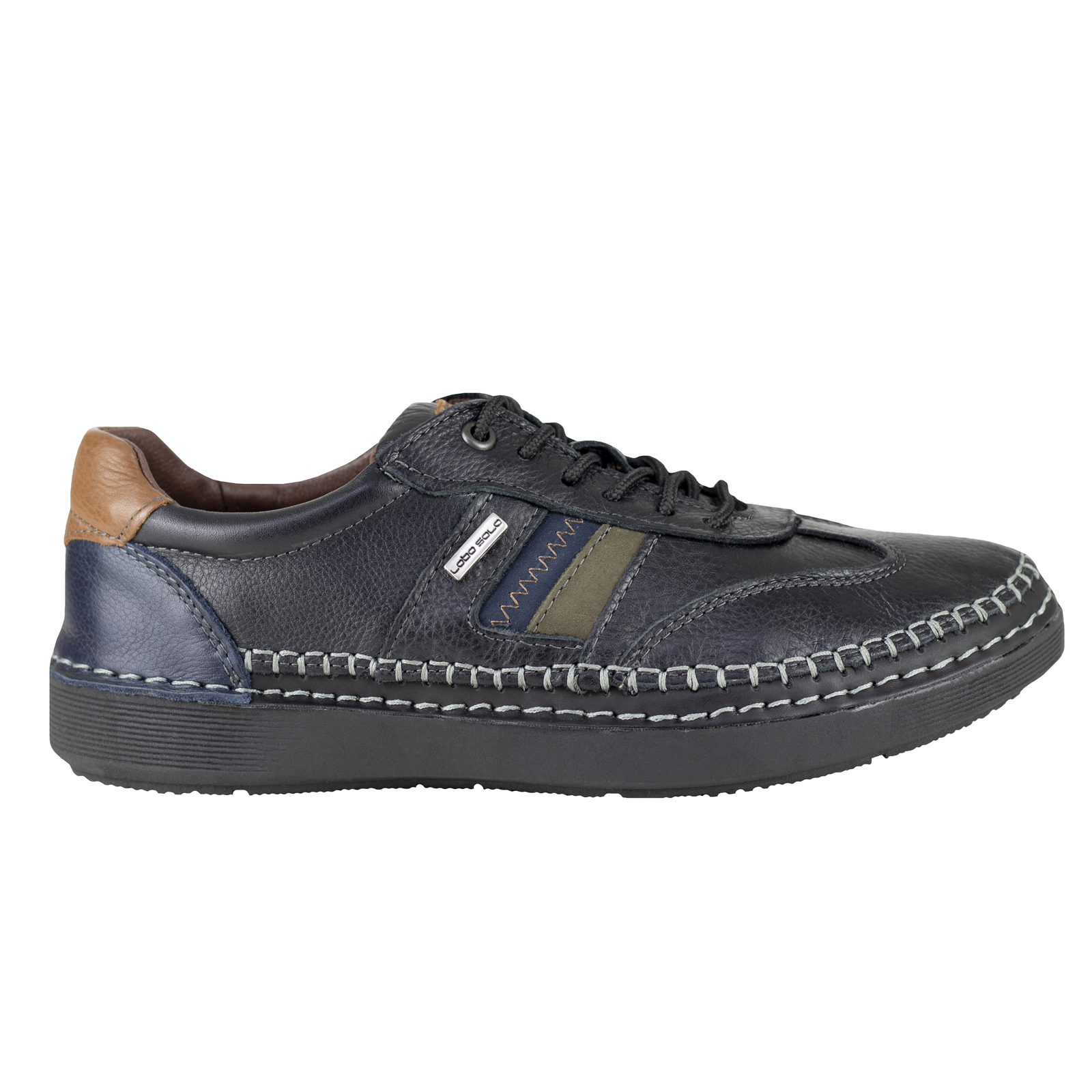 Zapato Negro Para Hombre Derby Lobo Solo 8154 Confort Urbano.