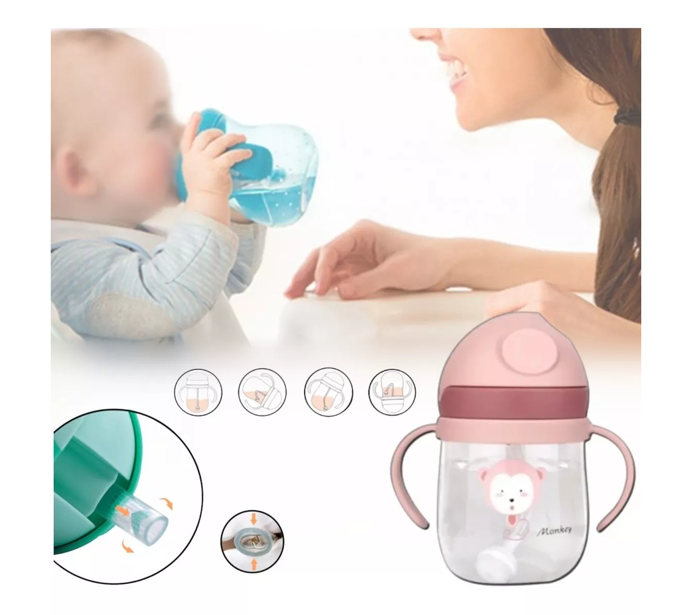 ML Vaso Entrenador 360 Antiderrames Bebés 3 Colores 250ml