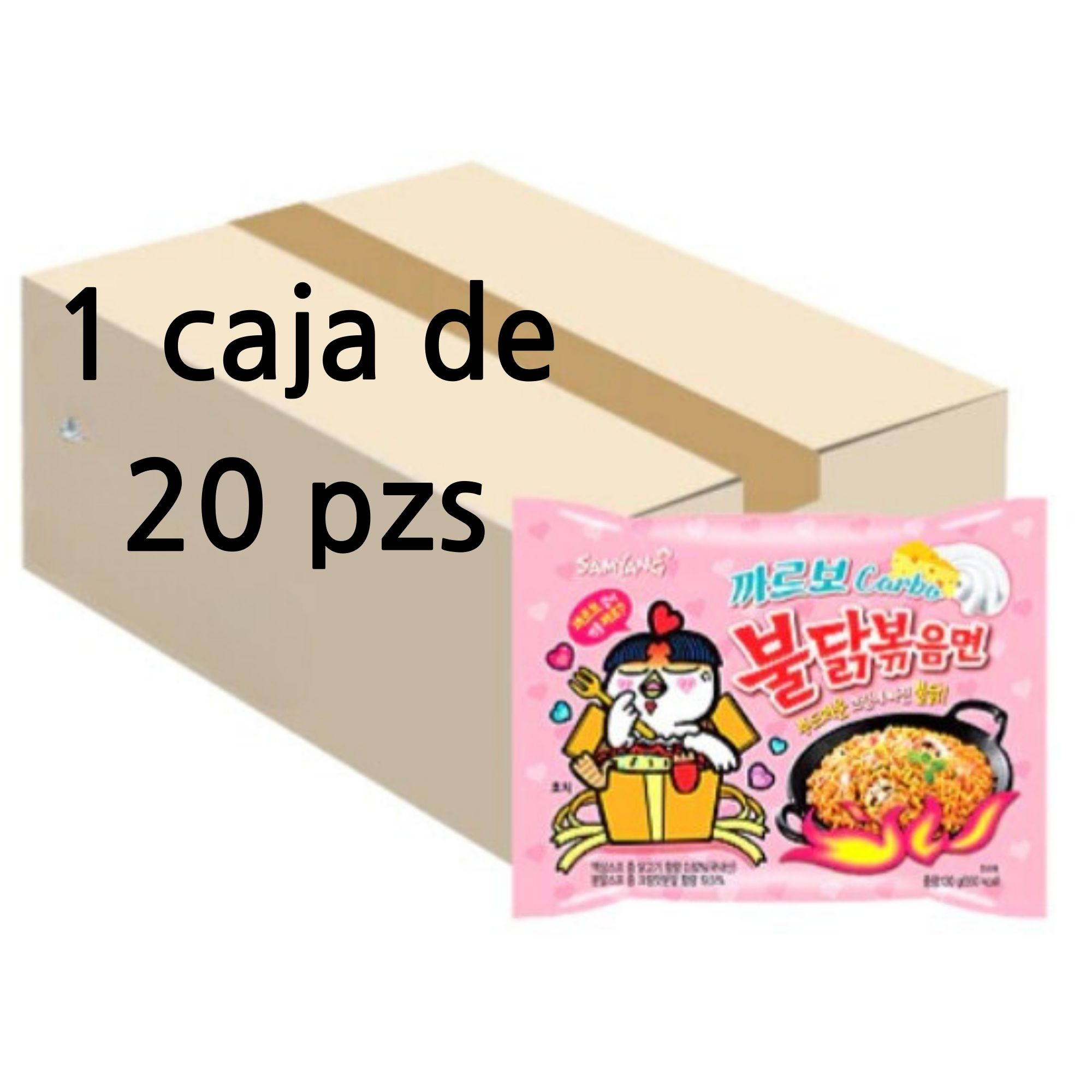 Sopa Instantánea Ramen Coreana Carbonara Picante Buldak 20 pzs