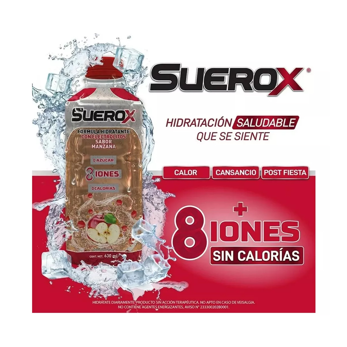 Bebida Rehidratante Suerox Manzana 6 Piezas de 630 ml c/u