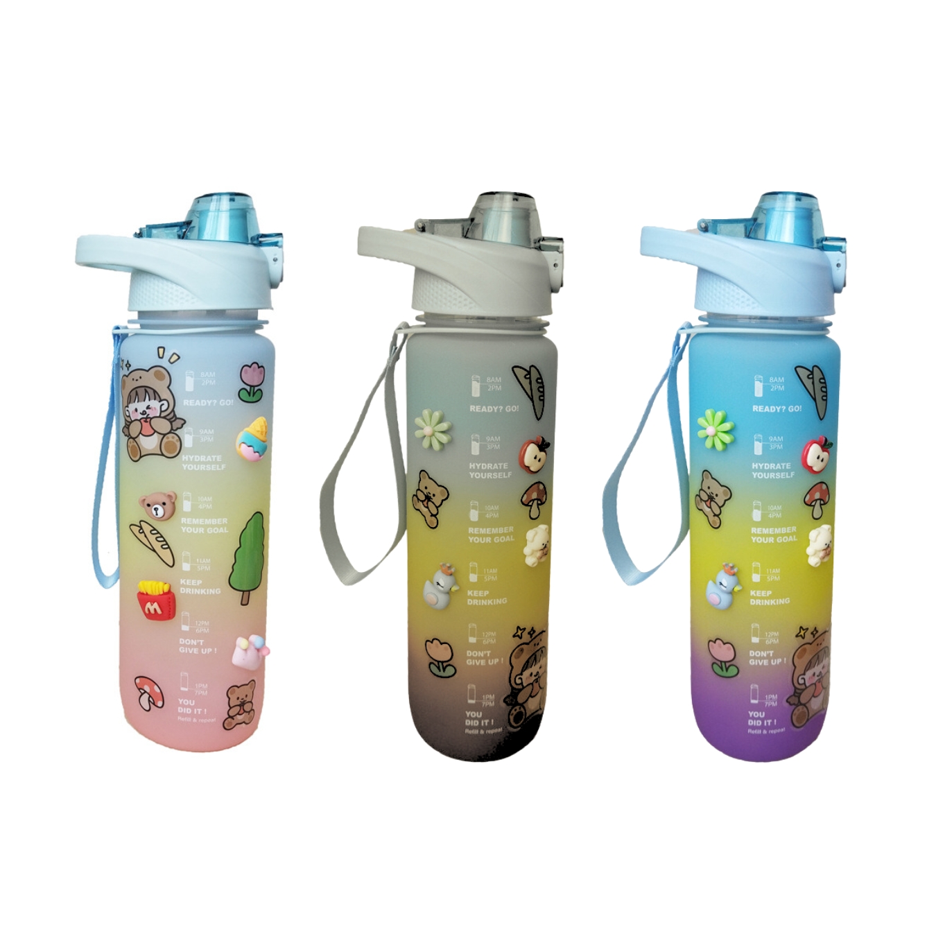 Botella De Agua Motivadora De 1 Litro Con Marcador De tiempo