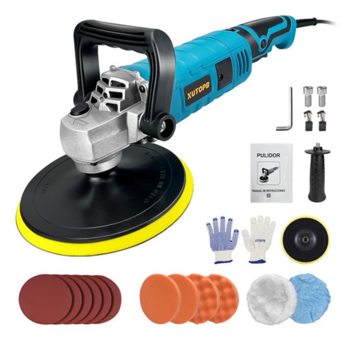 "Pulidora Para Auto Pulido Lijado Profesional 18cm 1800w 110v Azul