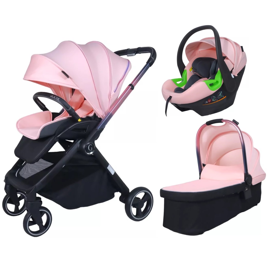 Carriola con Portabebe y Bambineto GALACTUS Trio Rosa