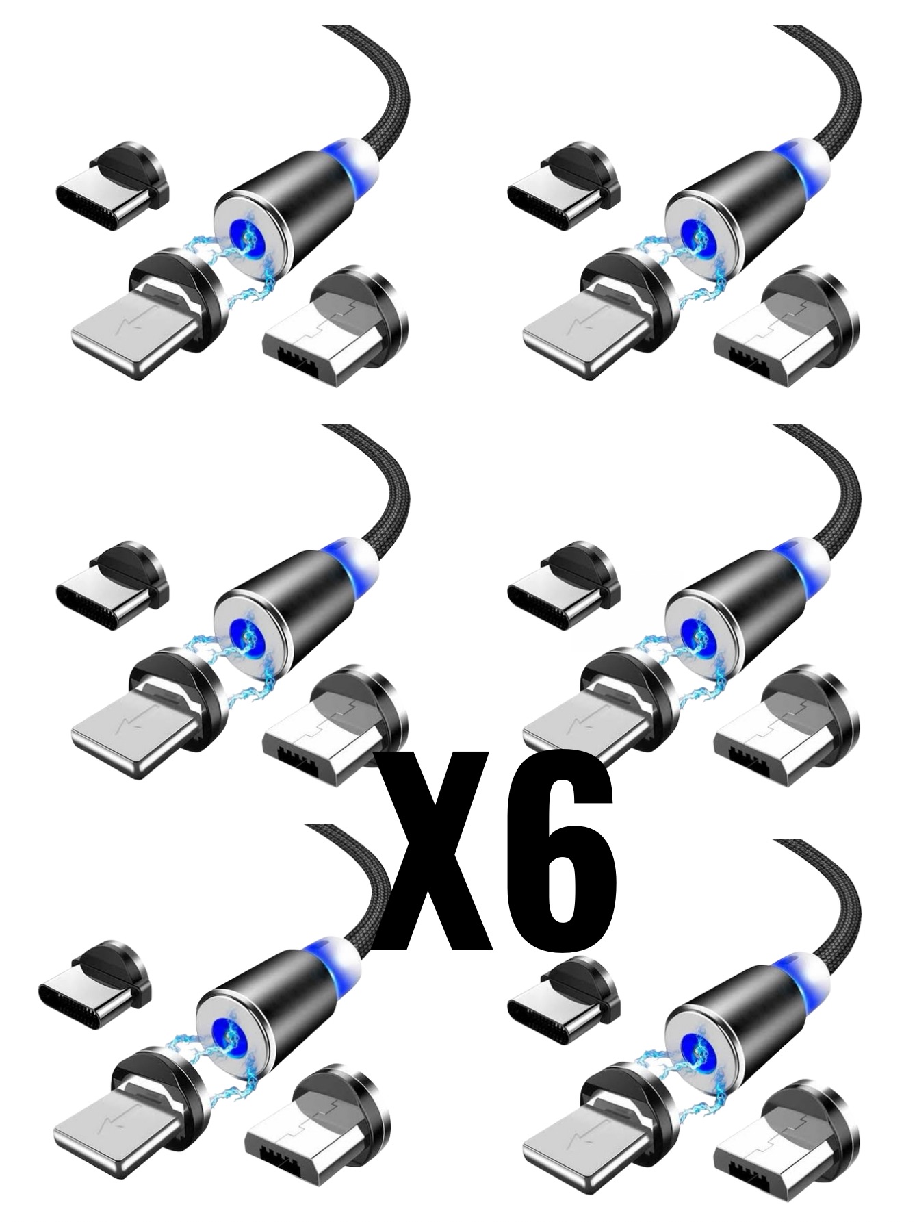 Paquete De 6 Cables Magneticos 3 En 1.