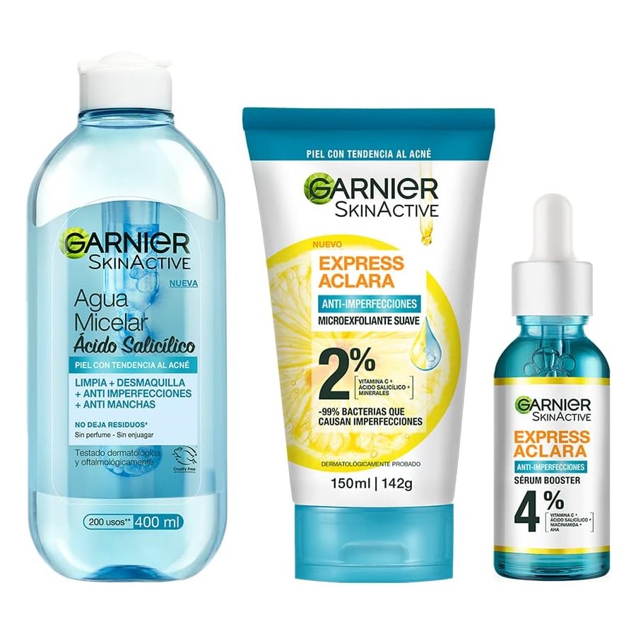 Kit Garnier Rutina Express Aclara Anti Acné con Ácido Salicílico ...