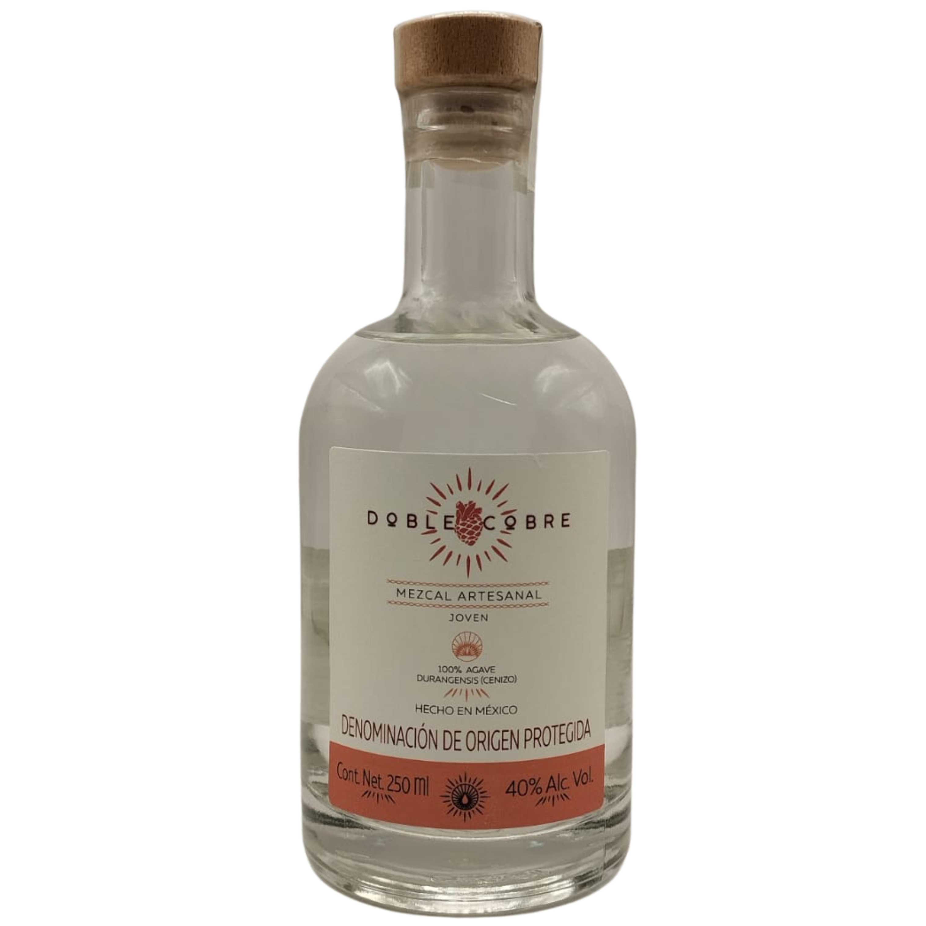 DOBLE COBRE | 1 Botella de 250 ML | Mezcal Premium | Joven 100% Agave ...