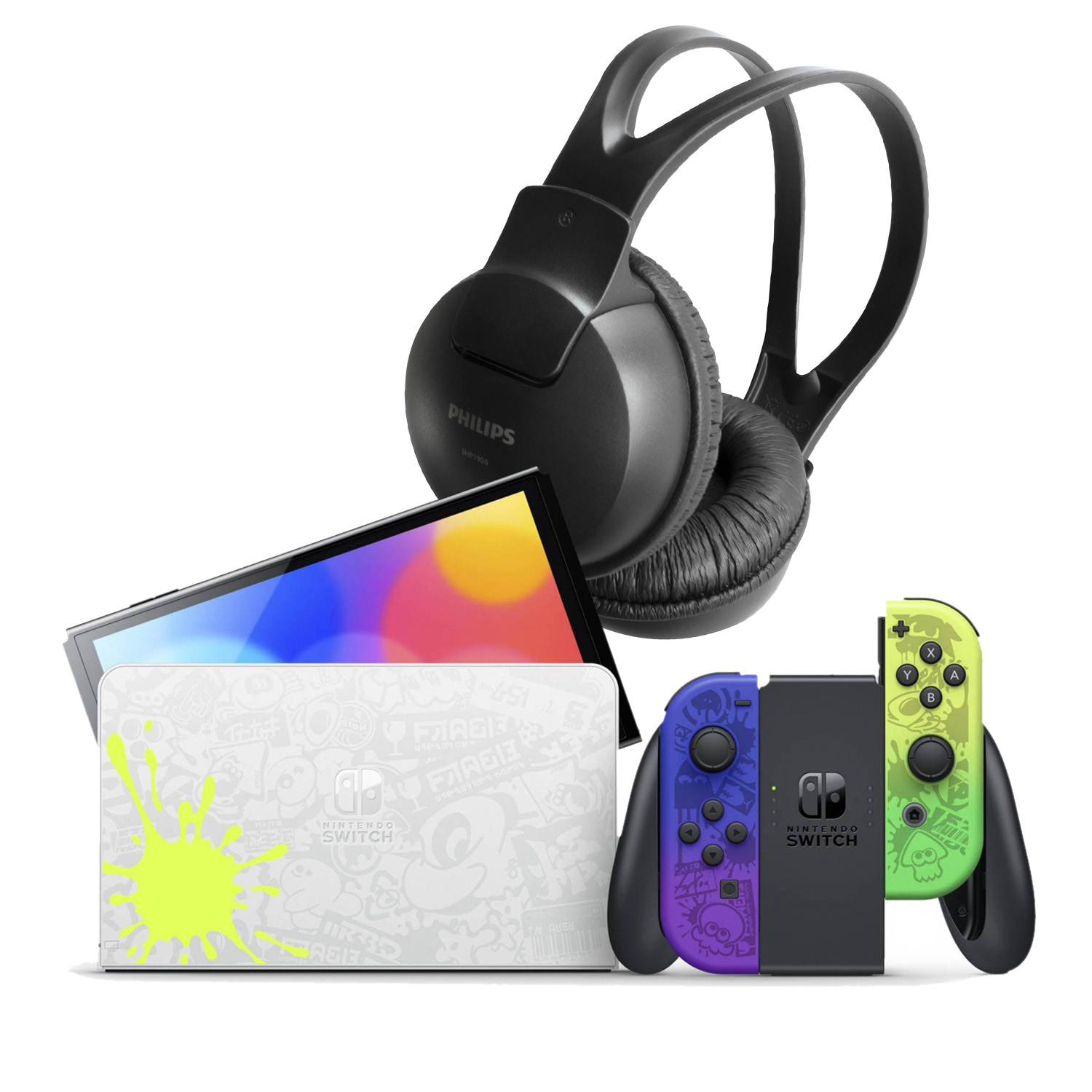 Nintendo Switch Oled Splatoon 3 64Gb Más Audífonos Philips