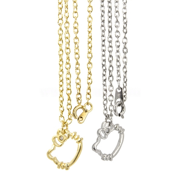 SET COLLARES HELLO KITTY SILUETA BEST FRIENDS CHAPA DE ORO Y NÍQUEL