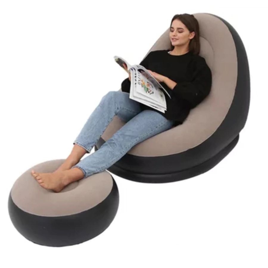 Sillon Sofa Inflable Portatil Plegable Con Reposapies.