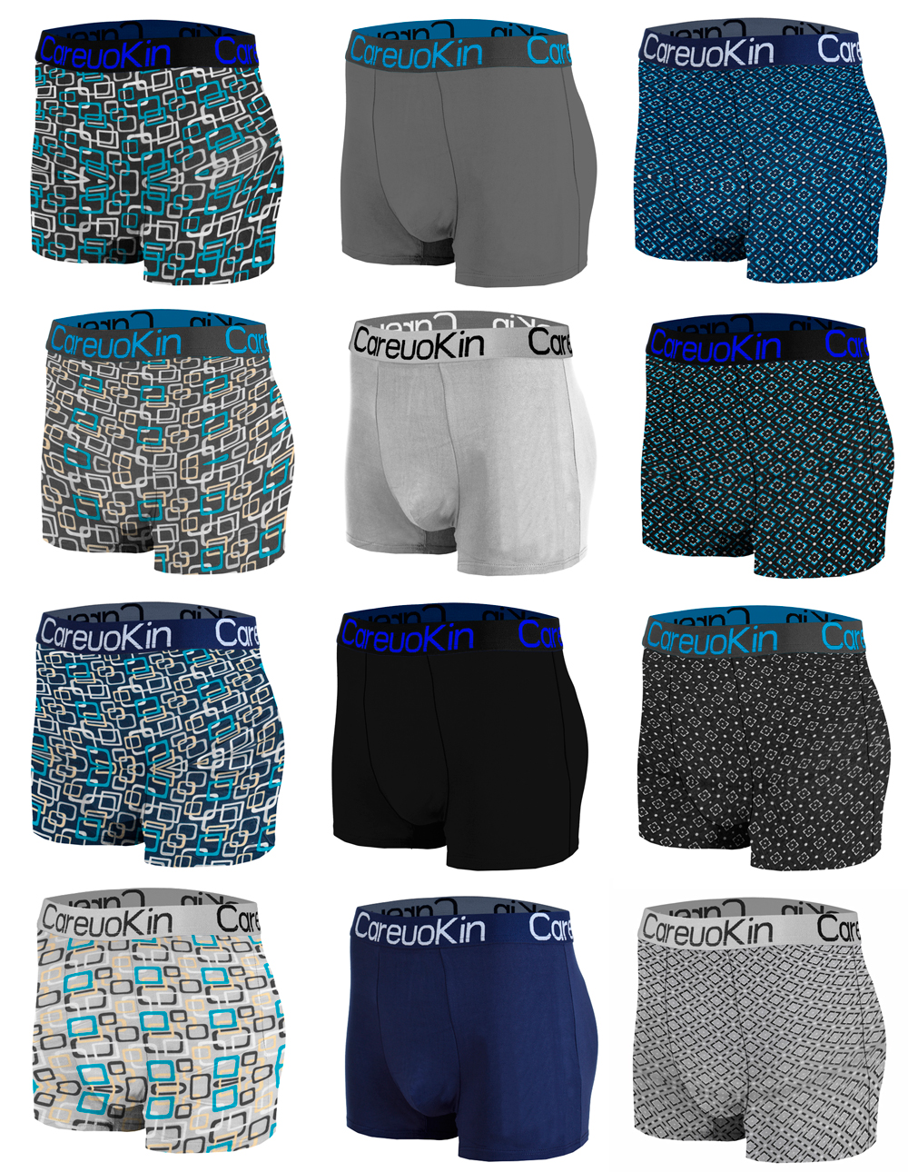 Paquete de 12 Boxers Corto, surtido en Estampados y Colores Para Hombre ...