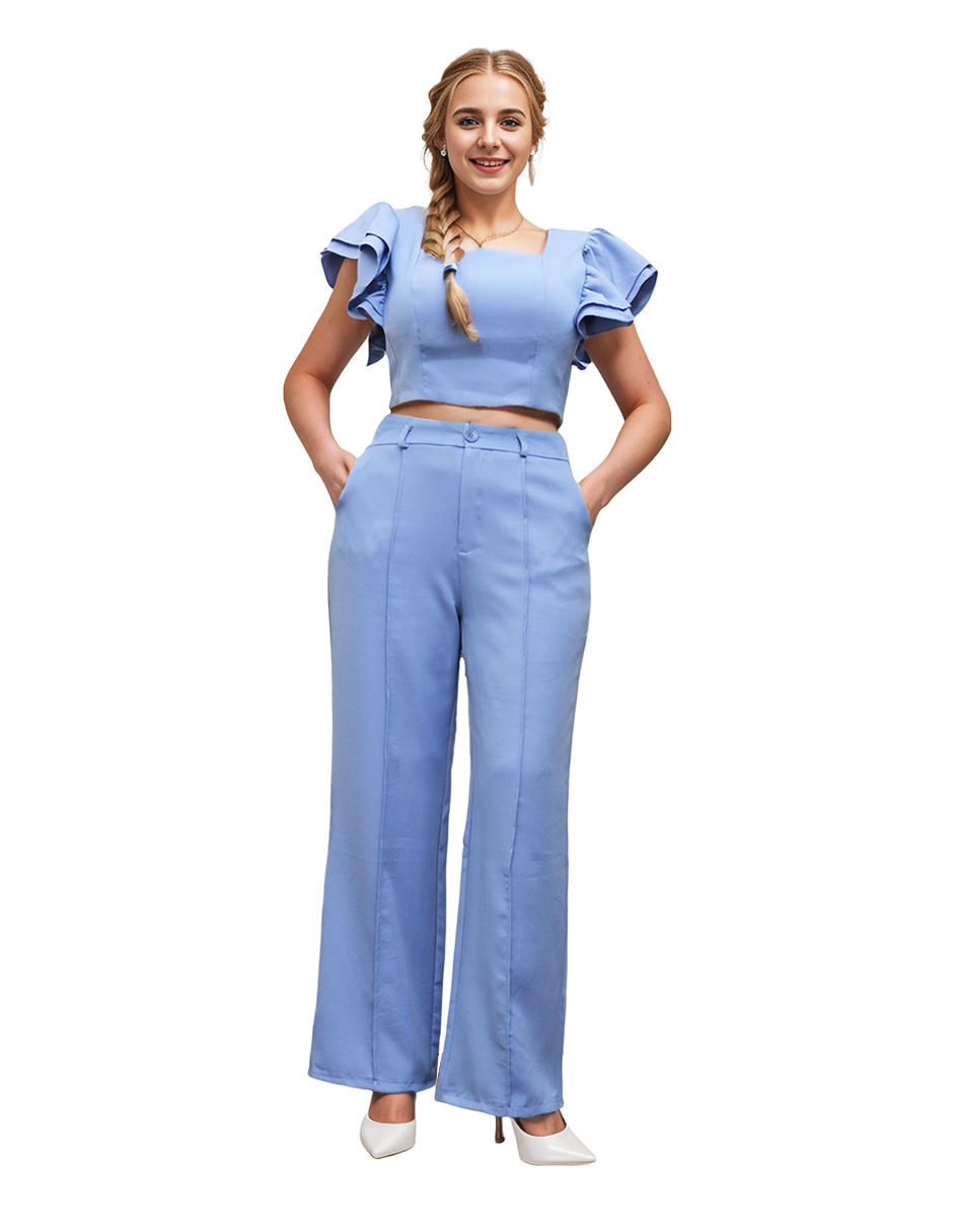 Conjunto de pantalón campana y blusa Bomy Collection casual