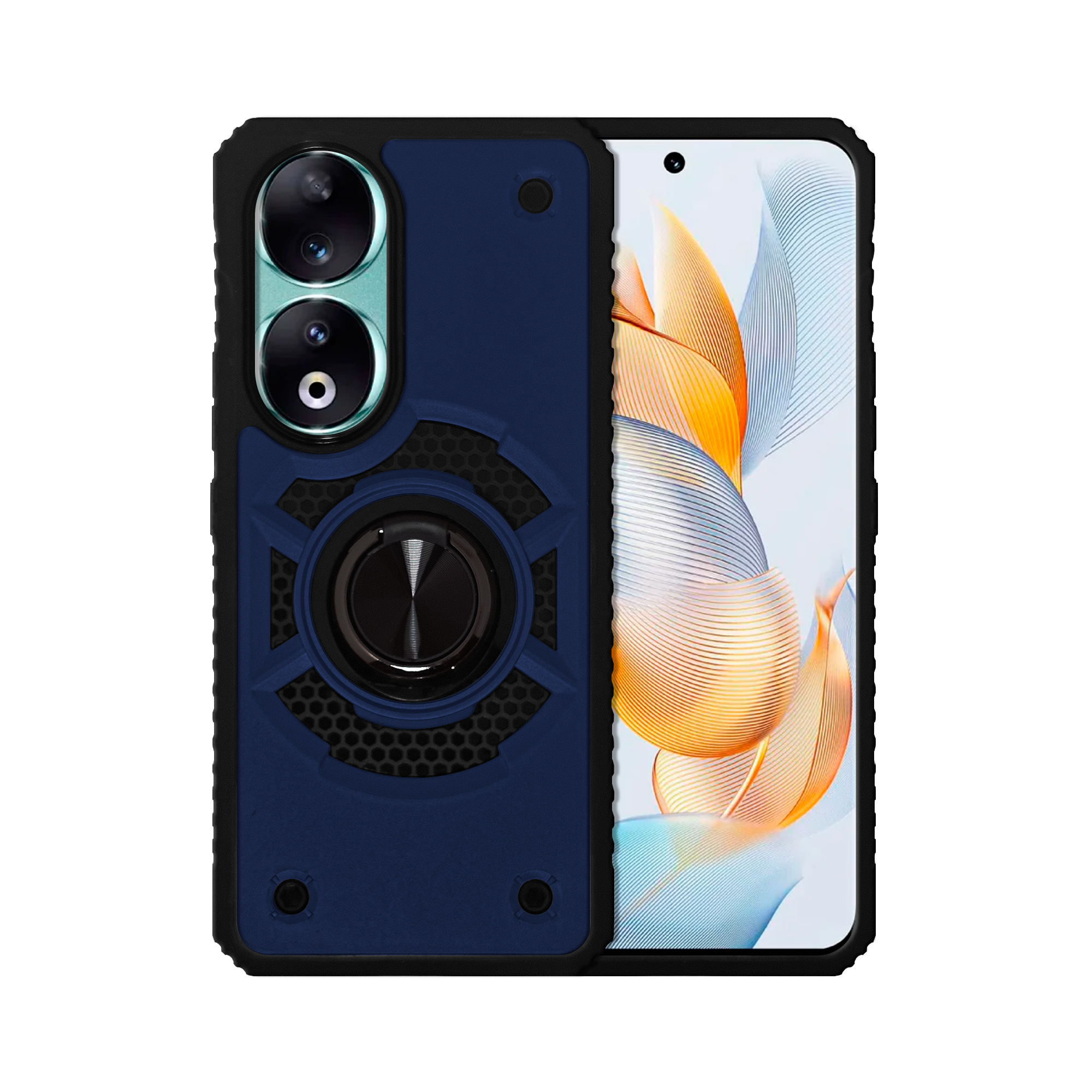 Funda de Uso Rudo con Anillo Capitán Para Honor 90 5G Azul
