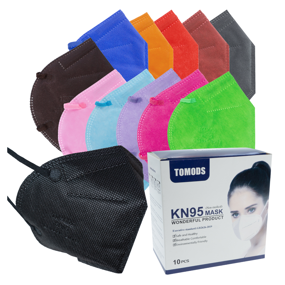 12 Cubrebocas Kn95 Tomods Certificado Con 4 Capas De Protección Para Adulto. Mascarilla ...