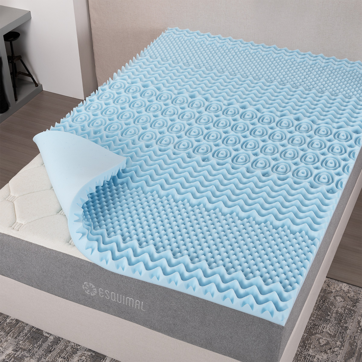 Colchoneta Matrimonial de Memory Foam Cubre Colchón Topper con 7 Zonas ...