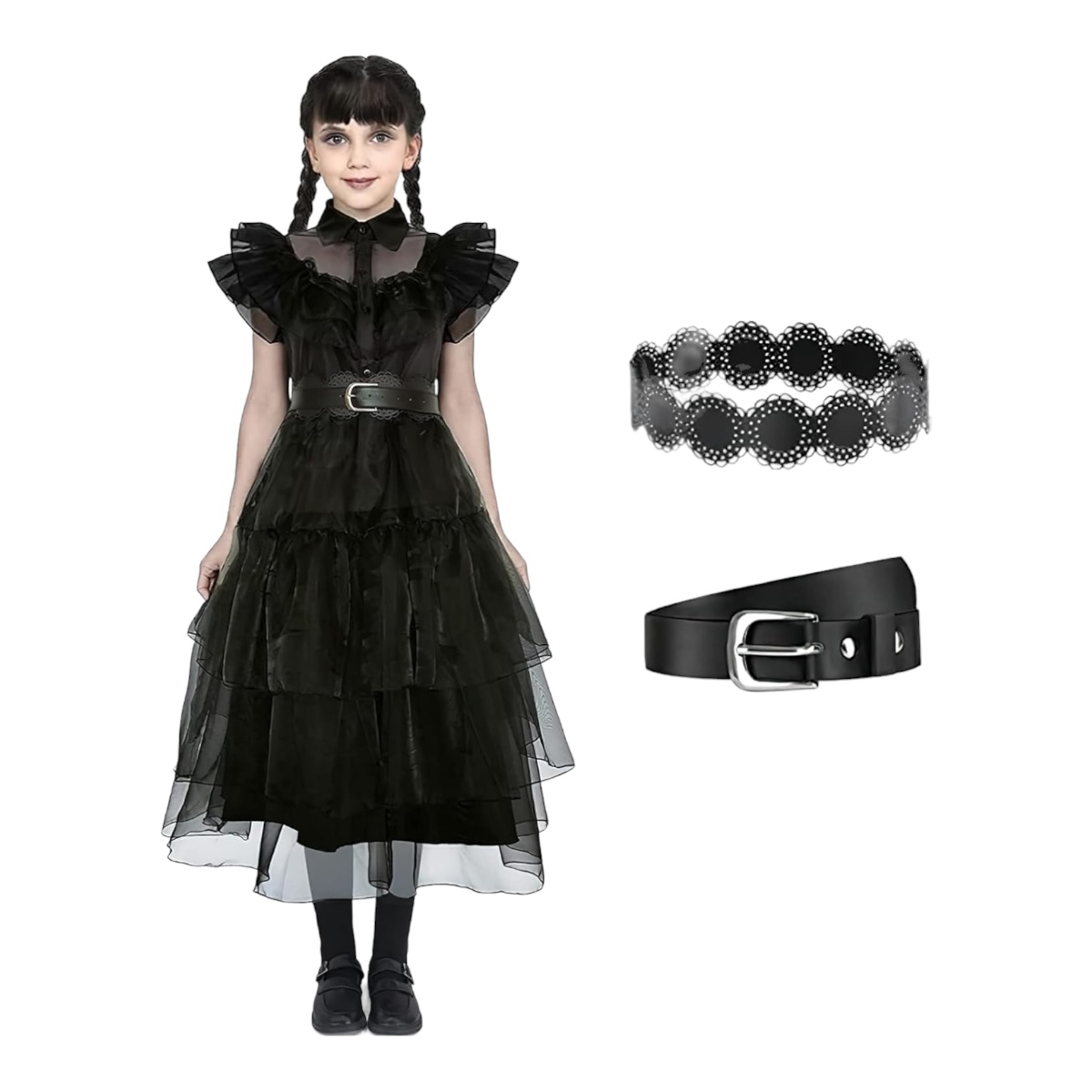 Disfraz De Wednesday Addams Para Niñas Fiestas Cosplay Merlina.