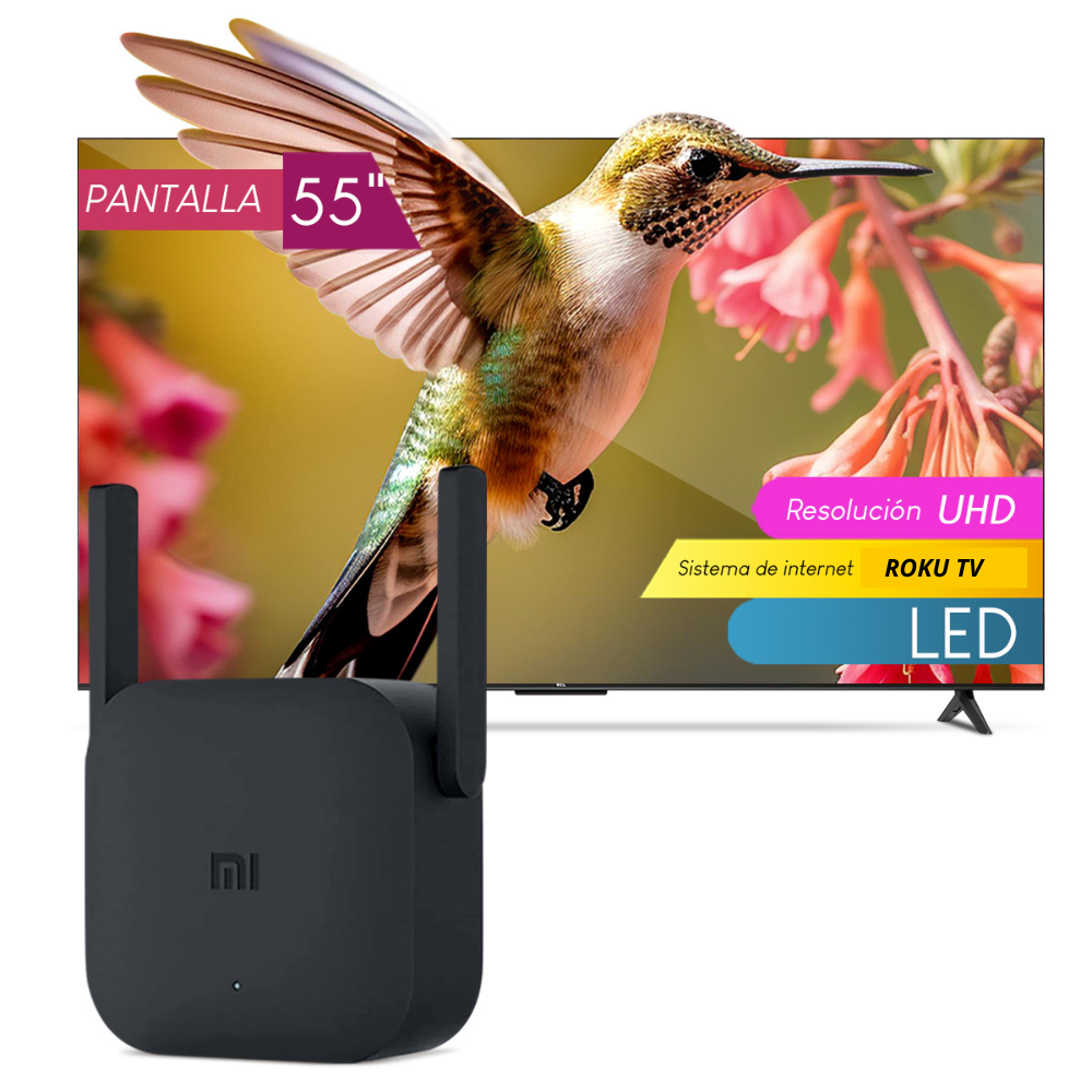 Combo Pantalla TCL 55 55S451 Smart TV Roku LED + Repetidor.
