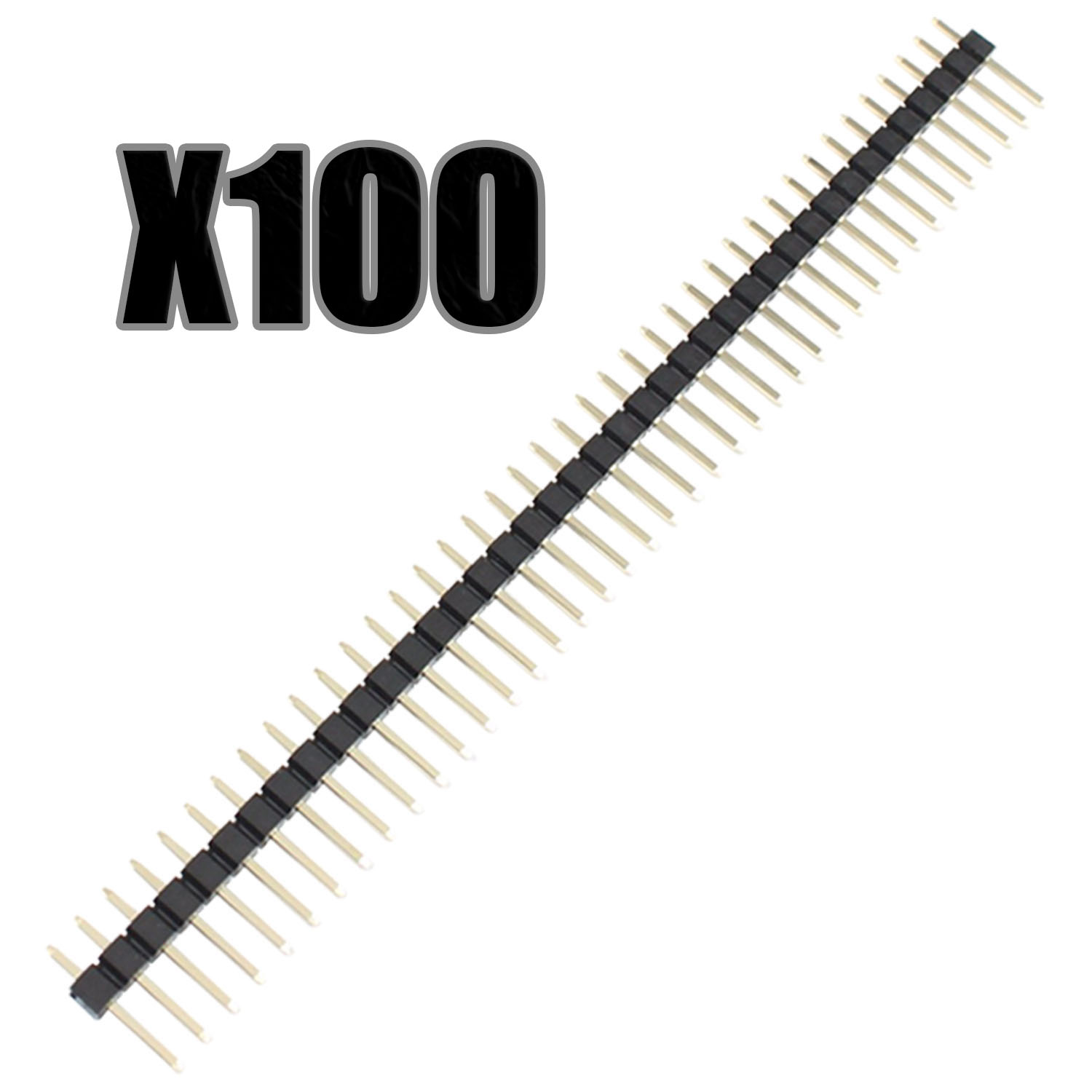 Paquete 100 Header Macho 40 Pines una Fila 1x40 2.54 mm.