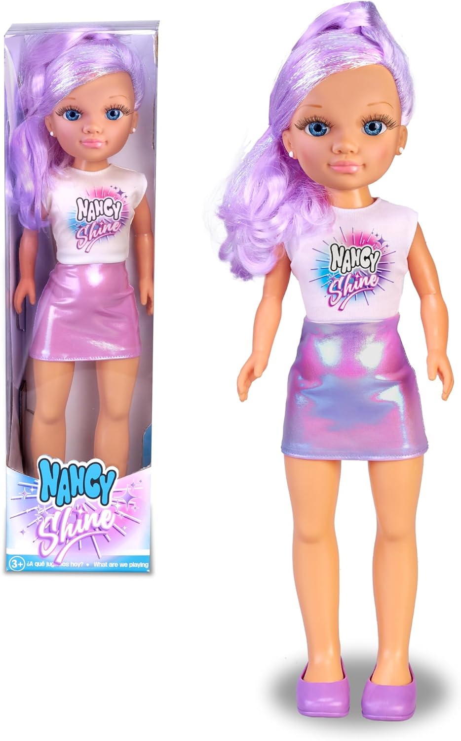 Muñeca Nancy Shine Cabello Metalizado Morado.