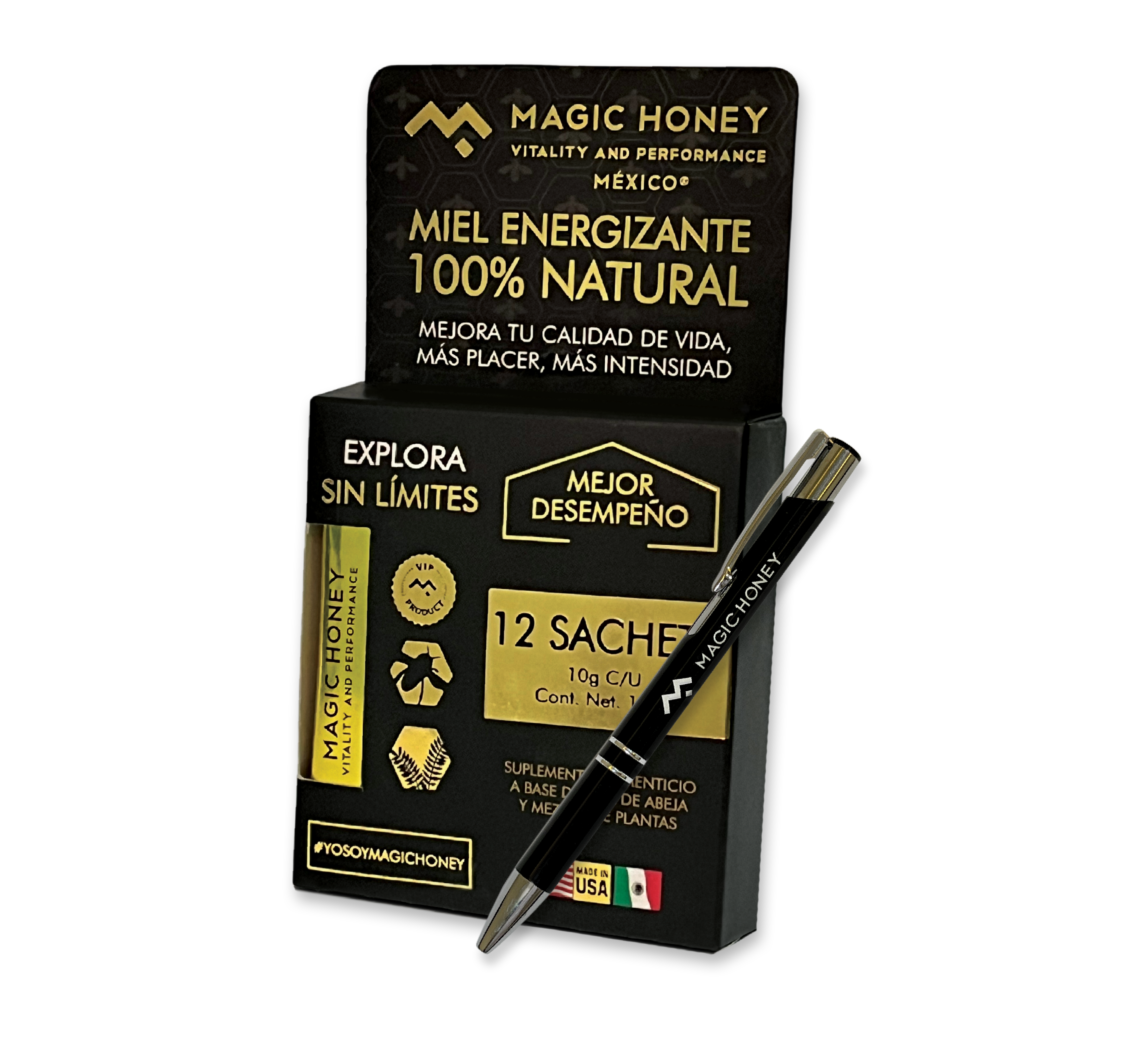 Magic Honey Miel Vip Original Organica 12 Sachet mas Lapicera