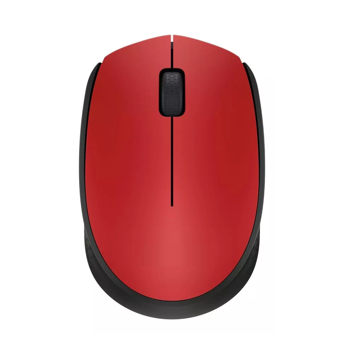 Mouse inalámbrico rojo y negro.